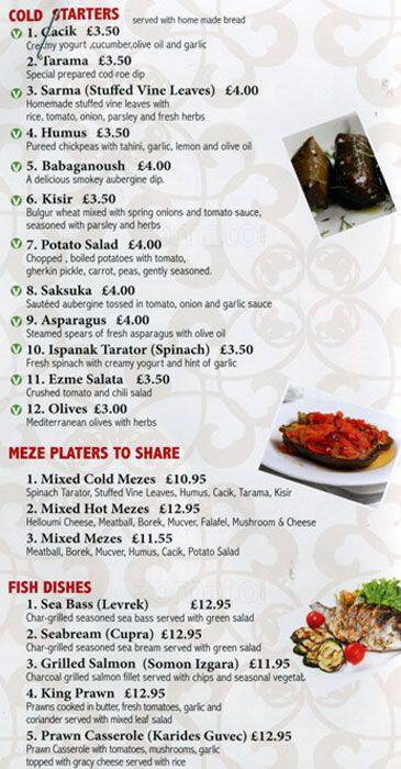 Carta de fes restaurant, Londres