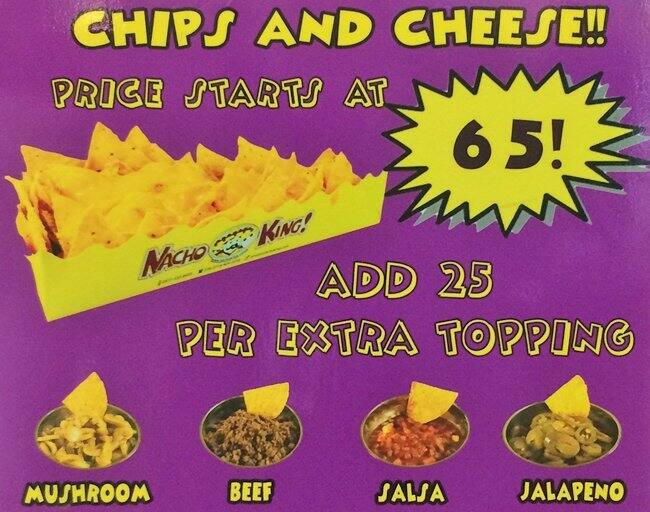 Menu at Nacho King! fast food, San Juan, 18 Missouri