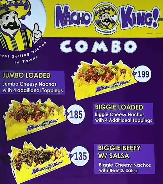 Carta del restaurante Nacho King SM Fairview, Ciudad Quezon