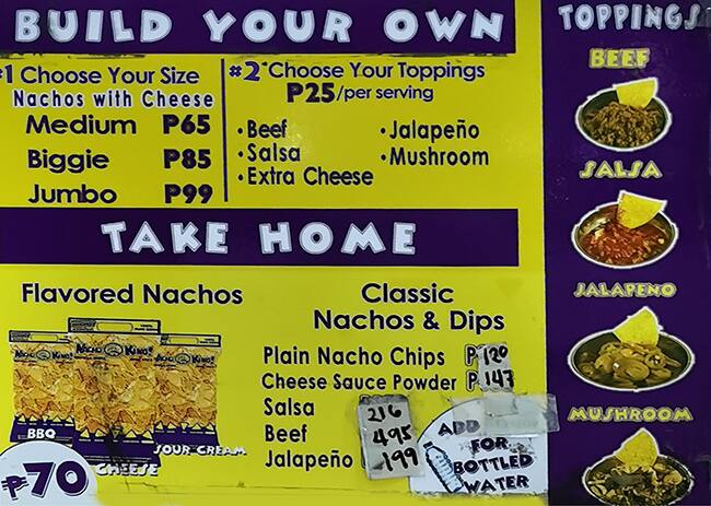 Carta del restaurante Nacho King SM Fairview, Ciudad Quezon