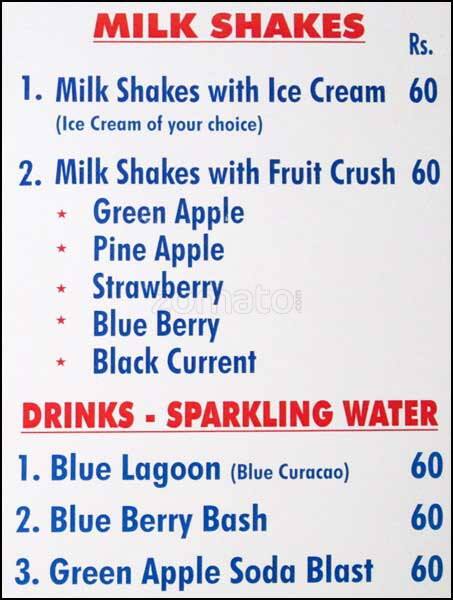 Menu at Cane O Gola, Hyderabad, 48/A