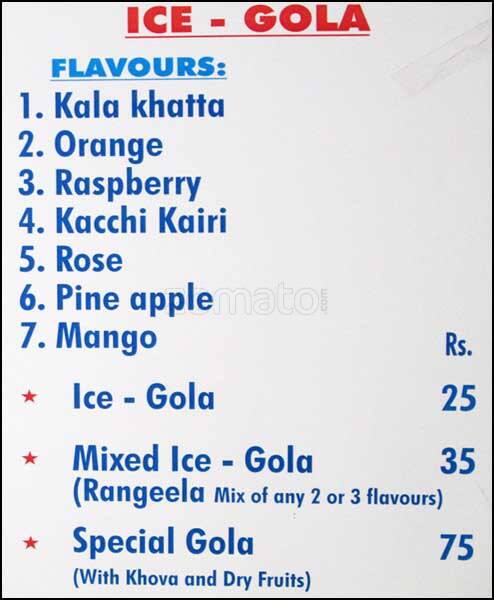 Menu at Cane O Gola, Hyderabad, 48/A