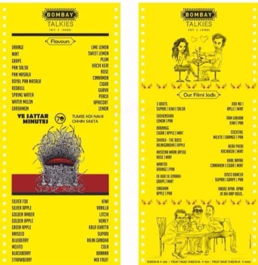 Menu at Bombay talkies cafe and restaurant, Ahmedabad