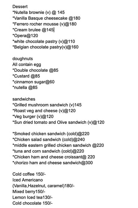 Menu of Bakers Street, Bardez, Goa