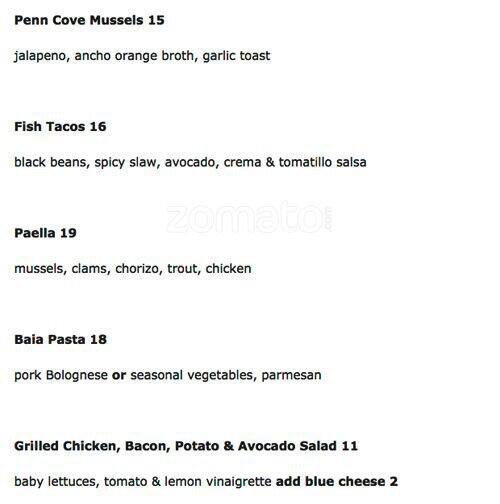 Menu at Chop Bar, Oakland, 190 4th St