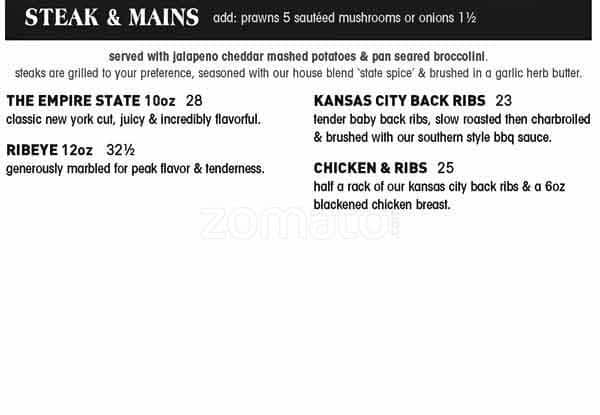 Menu at State & Main restaurant, Kitchener