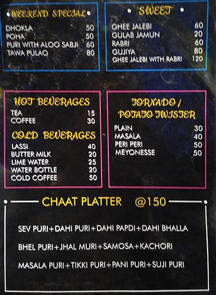 Menu at Chat Express, Bengaluru