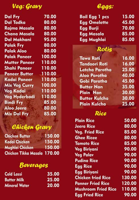 Menu at TARAN SAGAR punjabi Dhaba restaurant, Bengaluru