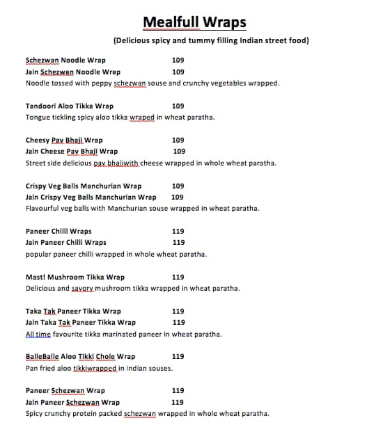 Menu at Veg Sutra Mahakali, Andheri East, Mumbai