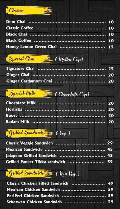 Menu of Chai Aroma, Valasaravakkam, Chennai