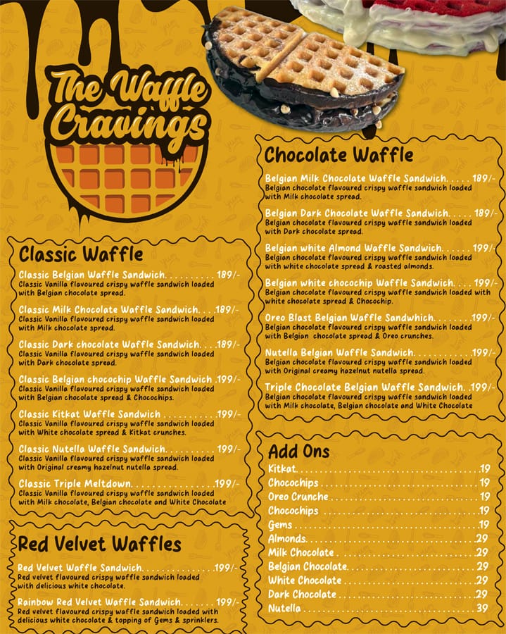 Menu of The Waffle Cravings, Aundh, Pune