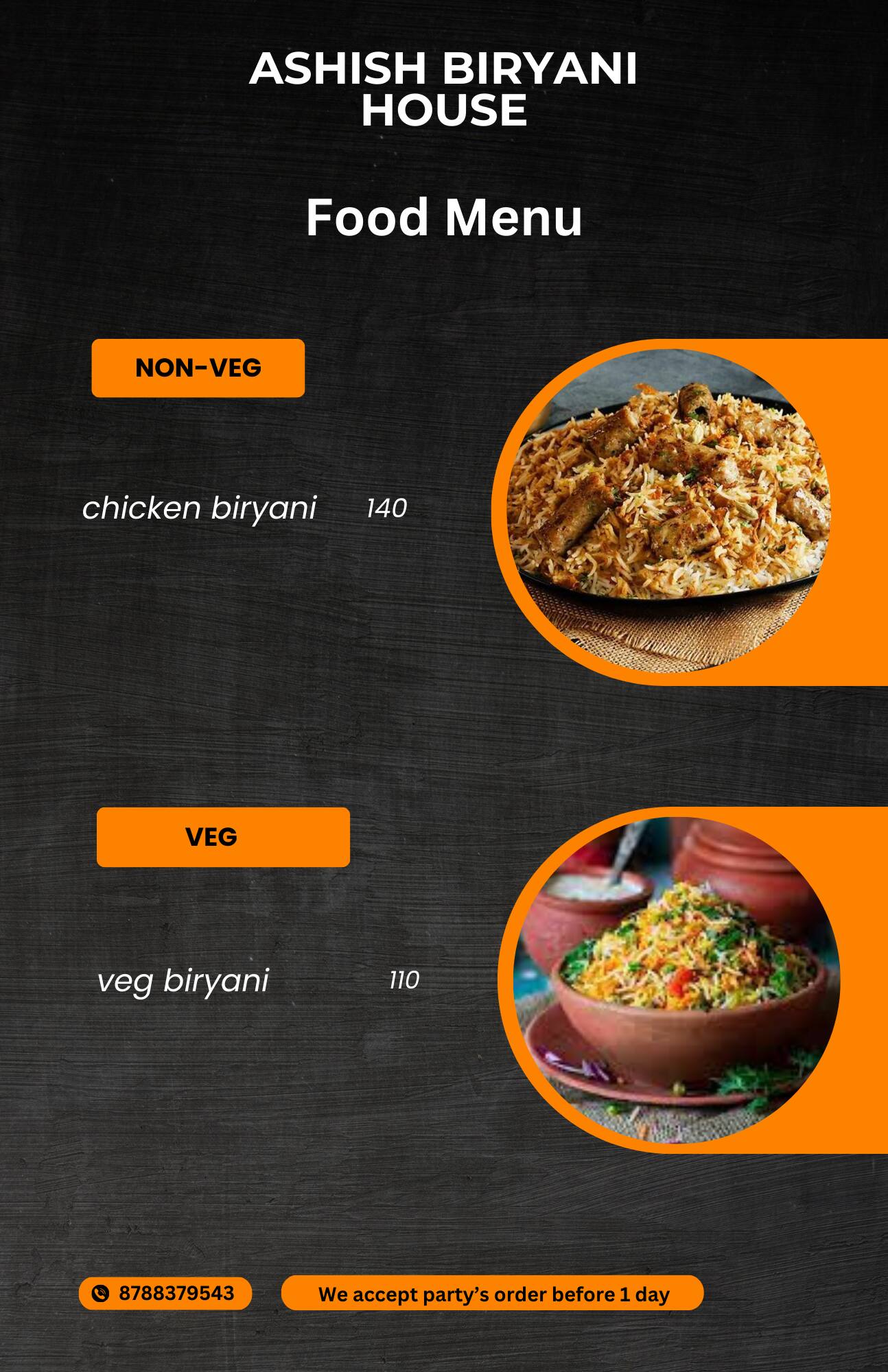 Menu of Ashish Biryani House, Talawade, Pune