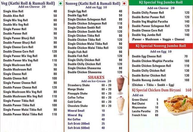Kathi Junction Menu, Menu for Kathi Junction, Vayusena nagar, Nagpur ...