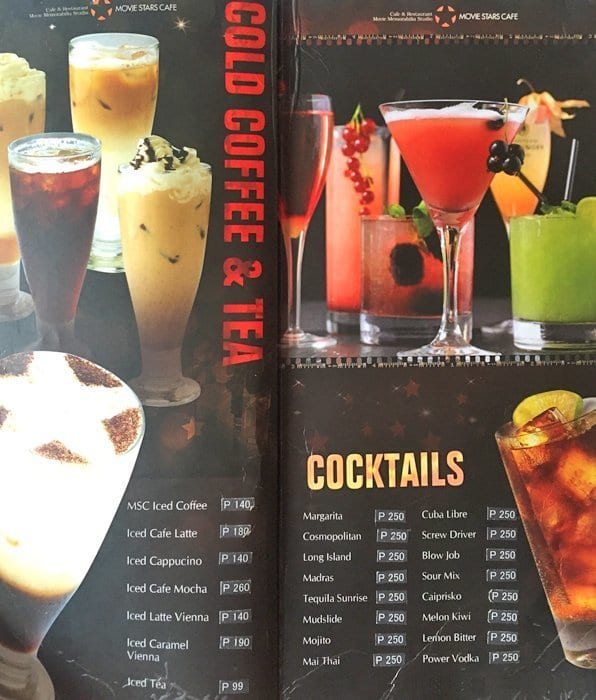Menu at Movie Stars Cafe, Pasay, SM Mall of Asia Seaside Blvd