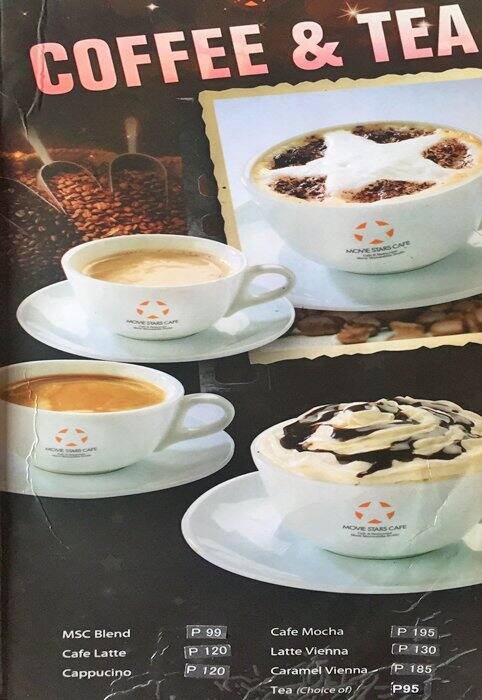 Menu at Movie Stars Cafe, Pasay, SM Mall of Asia Seaside Blvd