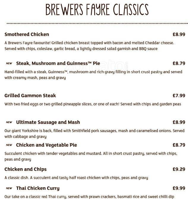 Menu at Stable Gate Brewers Fayre pub & bar, Denton, Alphagate Dr