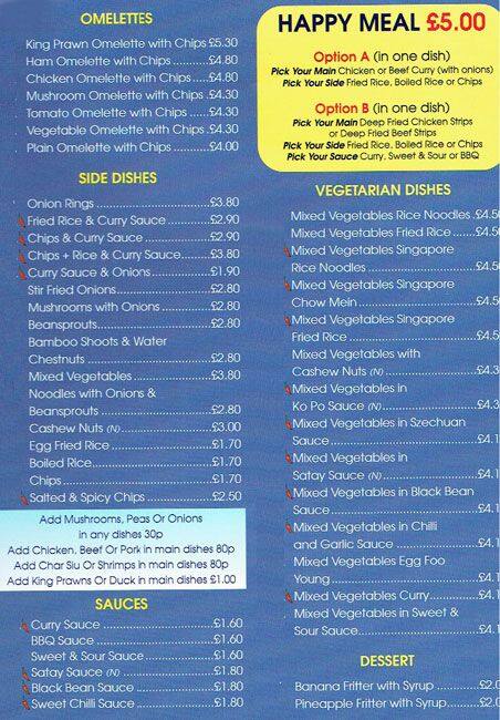 Menu at Mr So fast food, Edinburgh