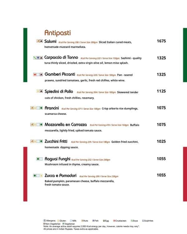 Menu of La Brezza - Jaypee Greens Golf & Spa Resort, Surajpur, Noida