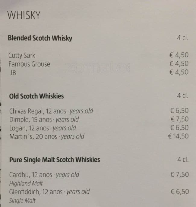 Menu em Lobby Bar - SANA Rex Hotel, Lisboa