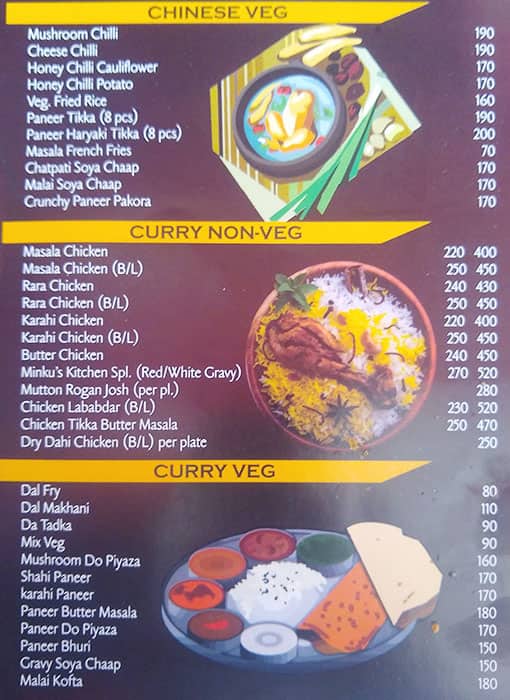 Menu of MK Minku's Kitchen, Phase 7, Mohali