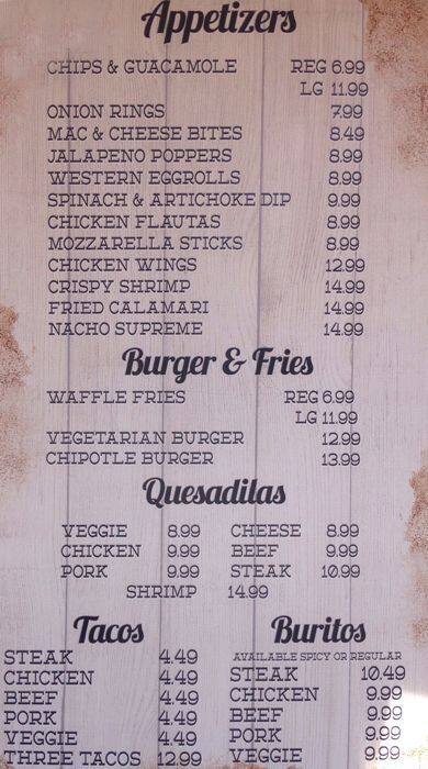 Menu at Salt & Sizzle restaurant, New York City, Riegelmann Boardwalk