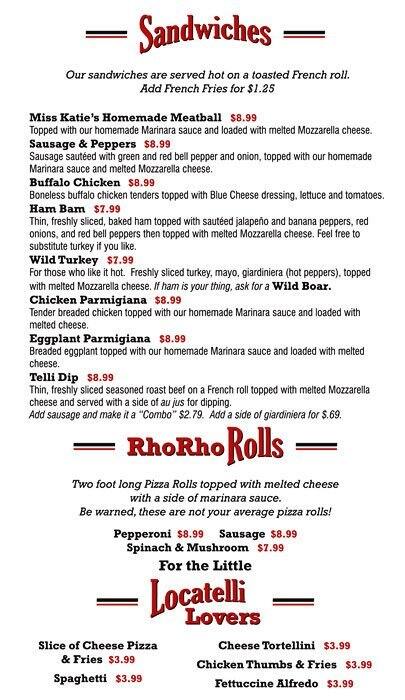 Menu at Locatelli's pizzeria, Cypress, Grant Rd #500