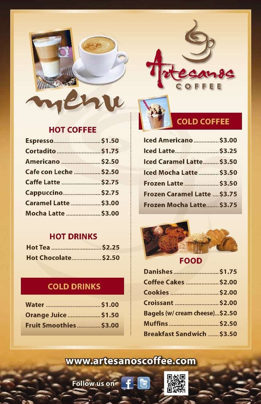 Artesanos Coffee Menu, Menu for Artesanos Coffee, Allapattah, Miami ...
