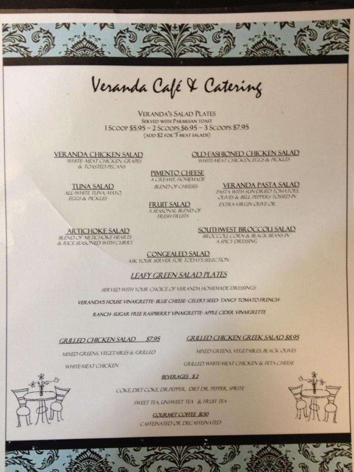 Veranda Cafe Menu, Menu for Veranda Cafe, Scottsboro, Scottsboro ...