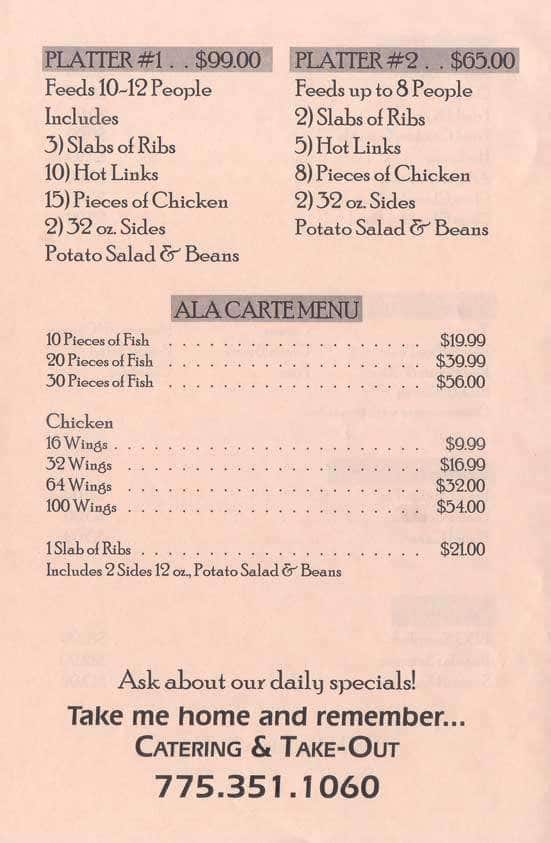 Menu at M & M Fish & Chicken Express restaurant, Sparks