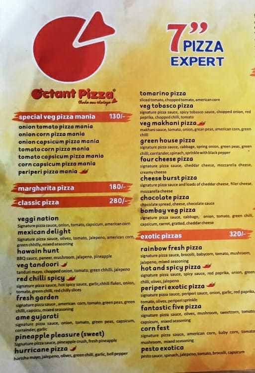 Menu of Octant Pizza, Vesu, Surat