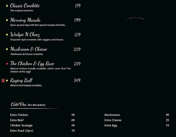 Menu at Mash Restocafe, Kochi