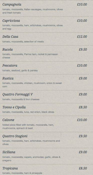 Menu at La Rocca Chingford restaurant, London, 43 Old Church Rd