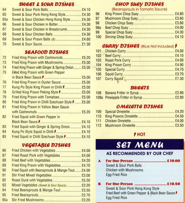 Menu at Peking Inn fast food, Croydon, 122 Headley Dr