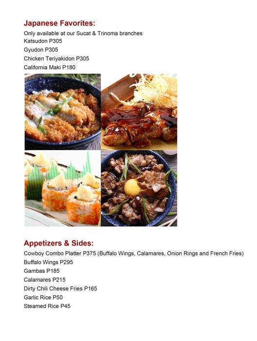 Menu at Holy Cow Sizzlers Trinoma restaurant, Quezon City, M23M+JR7