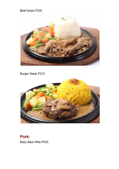 Menu at Holy Cow restaurant, Pasay, Sm Mall Of Asia Complex