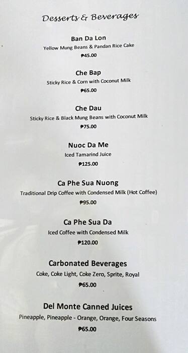 Menu at Bawai's restaurant, San Juan