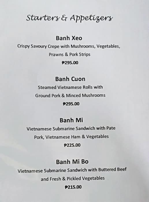 Menu at Bawai's restaurant, San Juan