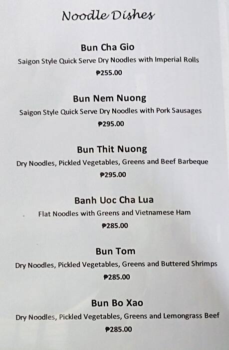 Menu at Bawai's restaurant, San Juan