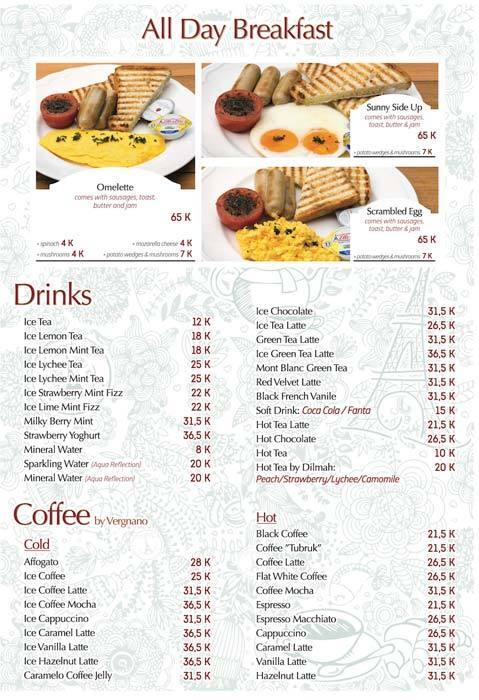 Menu at Frenchie Cafe, Jakarta