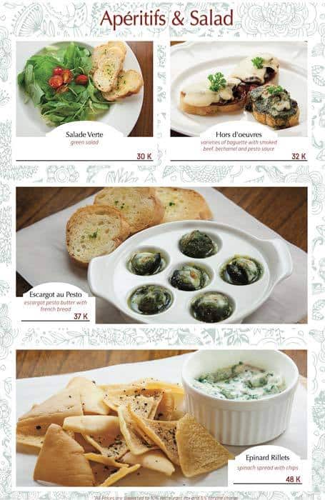 Menu at Frenchie Cafe, Jakarta