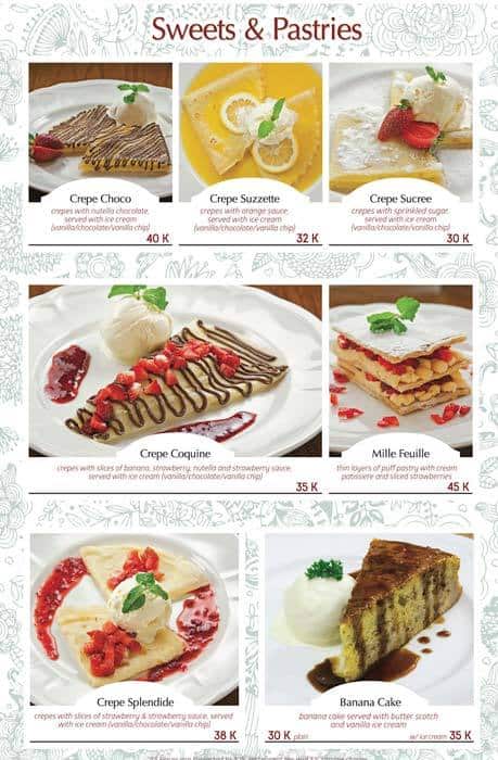 Menu at Frenchie Cafe, Jakarta