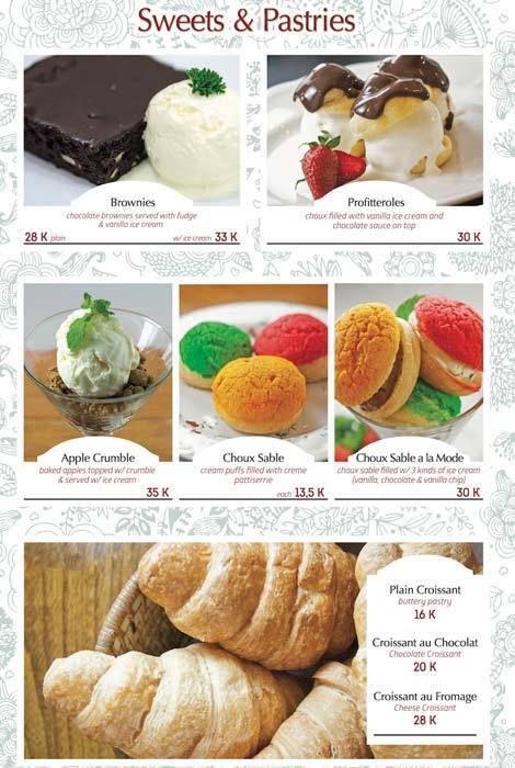 Menu at Frenchie Cafe, Jakarta