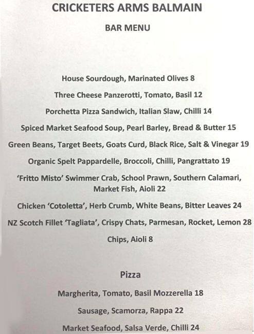 The Cricketers Arms Hotel Menu - Urbanspoon/Zomato