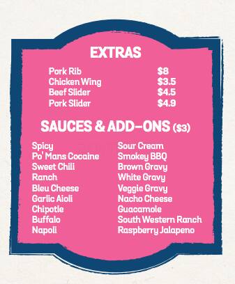 Menu at Misty's Diner restaurant, Prahran