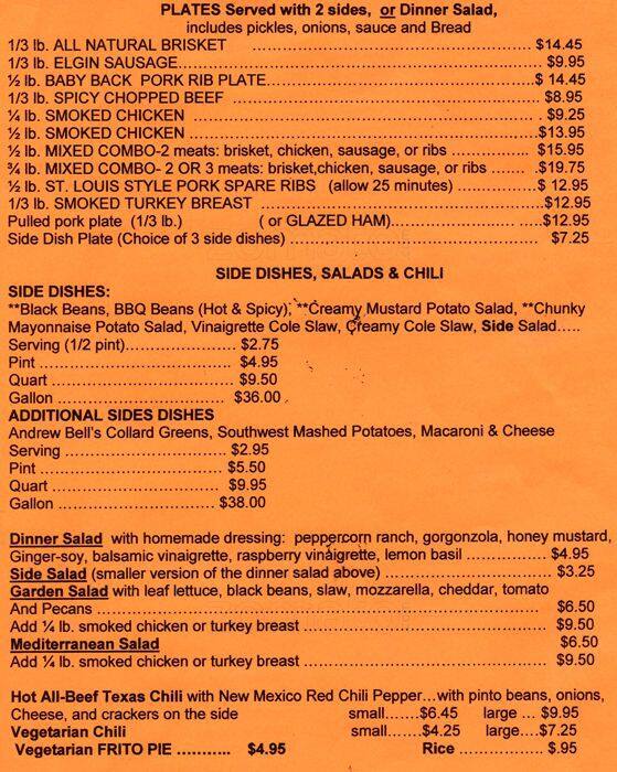 Ruby's BBQ Menu, Menu for Ruby's BBQ, University of Texas, Austin ...