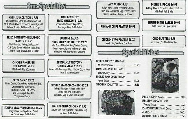 Menu at Midtown III Restaurant, Philadelphia, 28 S 18th St
