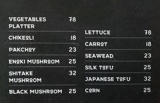 Menu at FLAMING MR PIG restaurant, West Jakarta