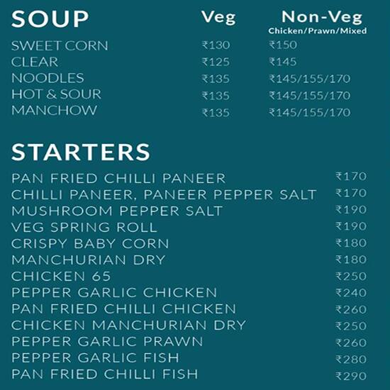 Menu at Hawa hawaii, Hyderabad