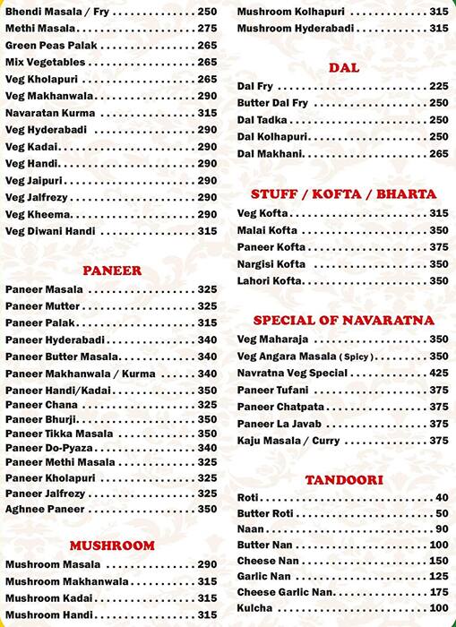 Menu at Navratna Udupi Pure veg (Family Restaurant), Baga