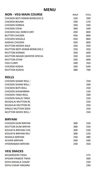 Menu of Mr Singh Kitchen, Sector 56, Gurgaon